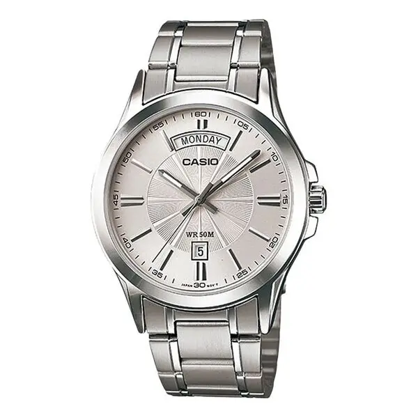 Casio Stainless Steel Quartz Analog Watch With Day And Date - Silvergray