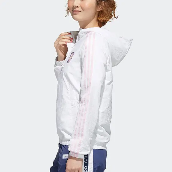 Adidas Neo Windbreaker Jacket With Pink Stripes