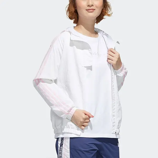 Adidas Neo Windbreaker Jacket With Pink Stripes