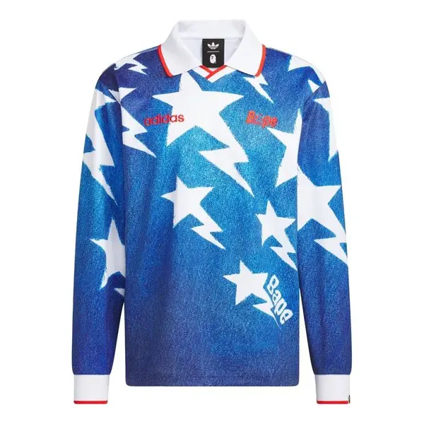 Adidas X Bape Lsl Star Jersey - Medium Blue Denim