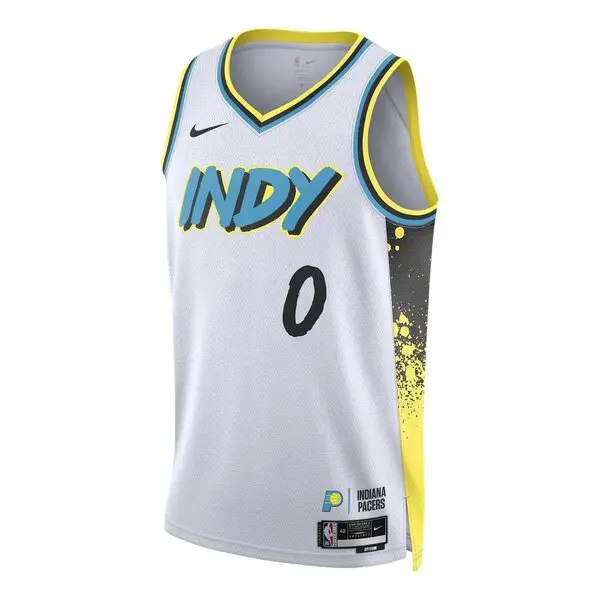 Nike Dri-fit Nba Indiana Pacers 2024/25 City Edition Swingman Jersey Tyrese Haliburton - White