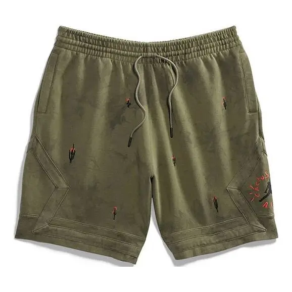 JORDAN X Travis Scott Washed Suede Shorts - Medium Olive