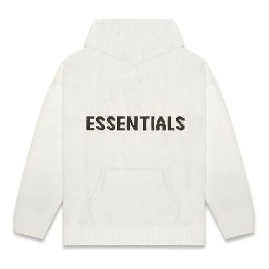 Fear Of God Knit Logo Hoodie - Grey/beige