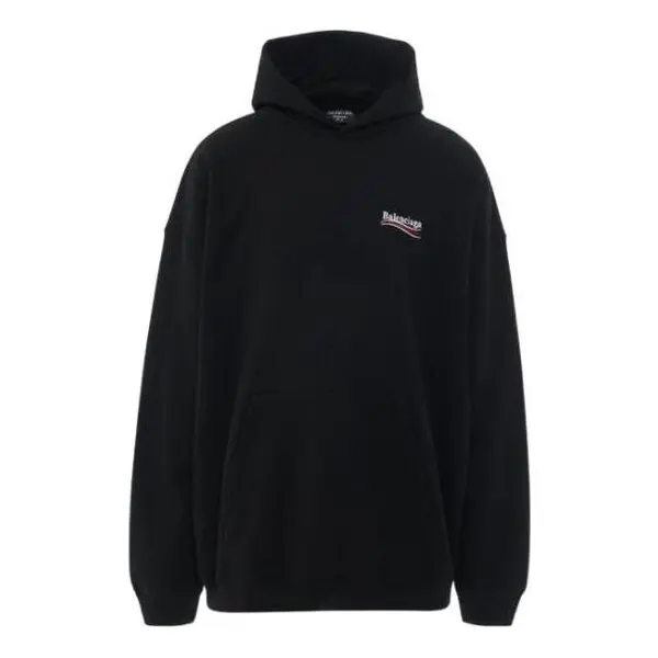 Balenciaga Embroidered Political Campaign Hoodie - Black
