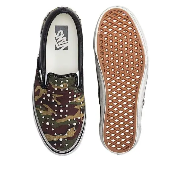 VANS Premium Classic Slip-on Pearlized Embellished Sneakers - Camo/black