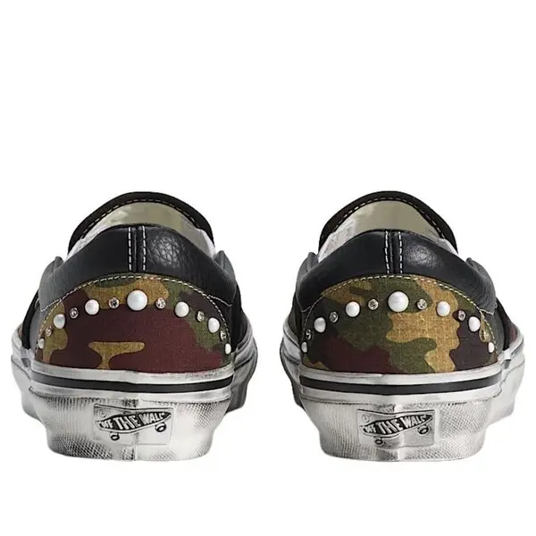 VANS Premium Classic Slip-on Pearlized Embellished Sneakers - Camo/black