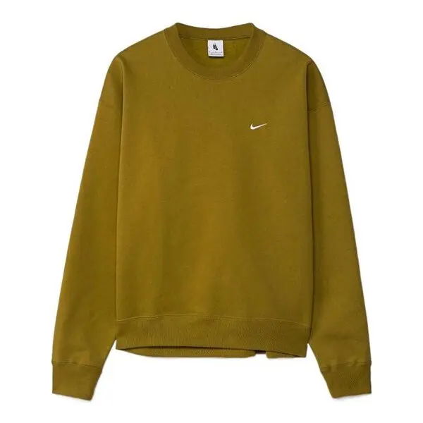 Nike Solo Swoosh Fleece Solid Color Logo Embroidered Long Sleeves Mustard Yellow - Multi-color