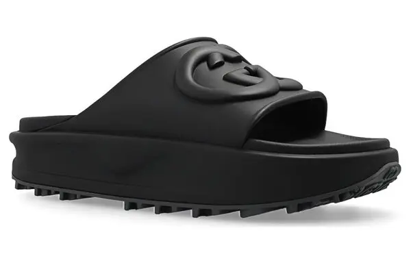 Gucci Rubber Interlocking G Slide Sandal - Black