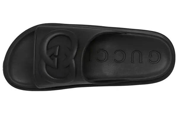 Gucci Rubber Interlocking G Slide Sandal - Black