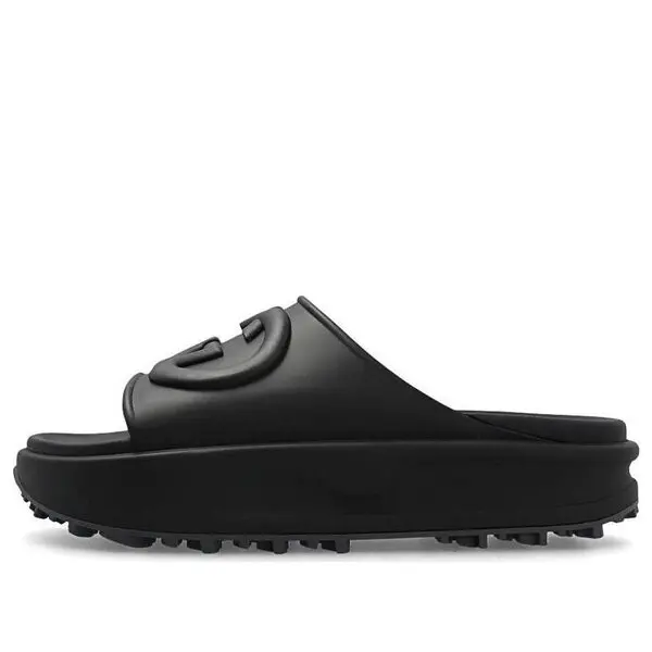 Gucci Rubber Interlocking G Slide Sandal - Black