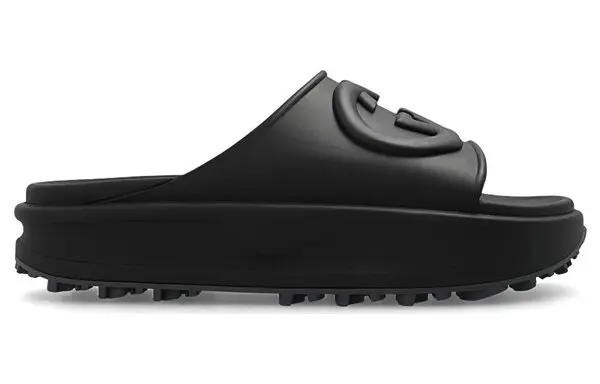 Gucci Rubber Interlocking G Slide Sandal - Black