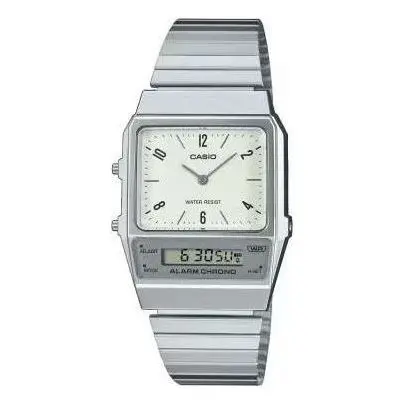 Casio Dual Time Water Resistant Stainless Steel Band Watch - Silver