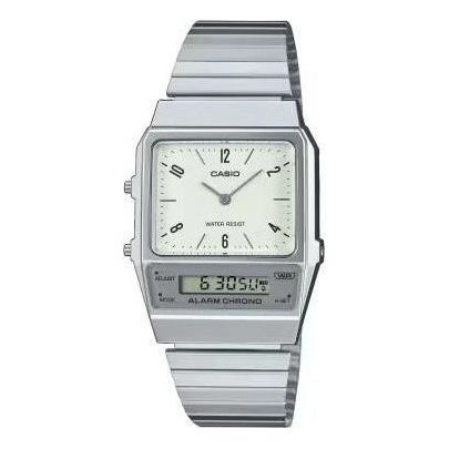 Casio Dual Time Water Resistant Stainless Steel Band Watch - Silver