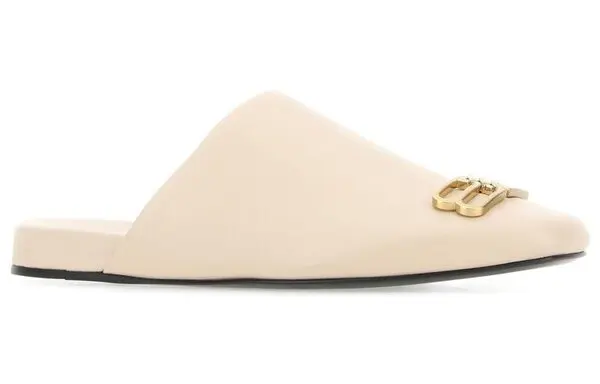 Balenciaga Leather Embossed Logo Slipper
