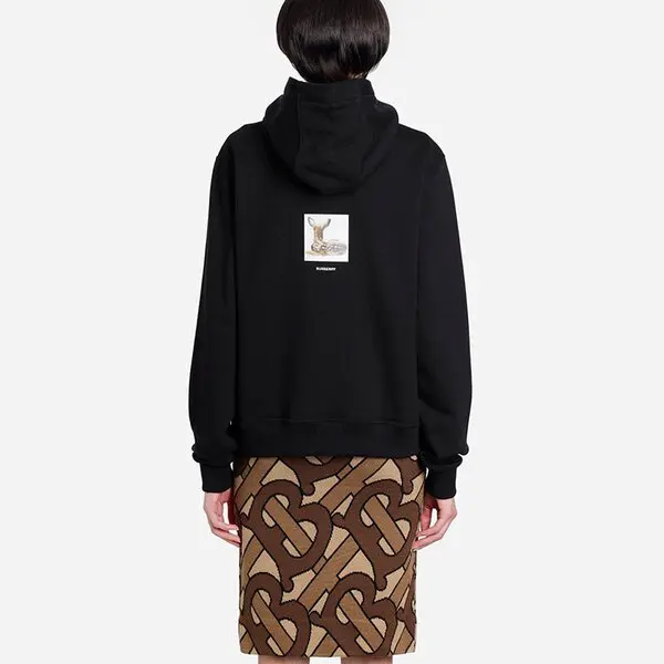 Burberry Deer Print Cotton Oversized Hoodie