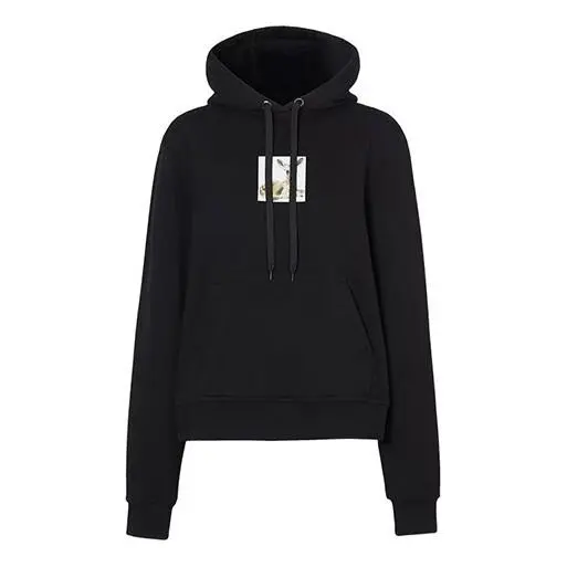 Burberry Deer Print Cotton Oversized Hoodie - Black