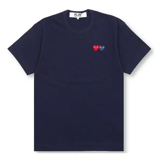 Play Comme Des Garcon Basic T-shirt Two Emblems - Navy