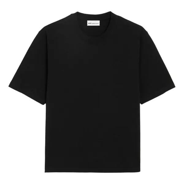 AMI Paris Tone-on-tone Heart Logo Embroidered T-shirt - Black