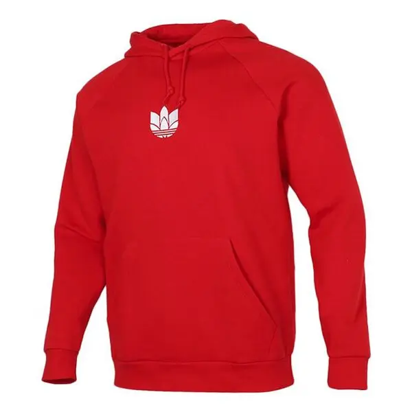 Adidas Originals 3d Trefoil Print Fleece Lined Hoodie - Red