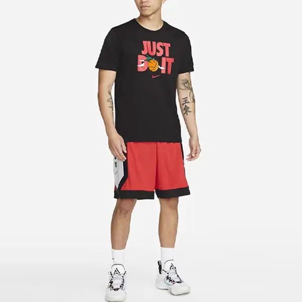 Nike Just Do It Alphabet Printing Round Neck Short Sleeve Black