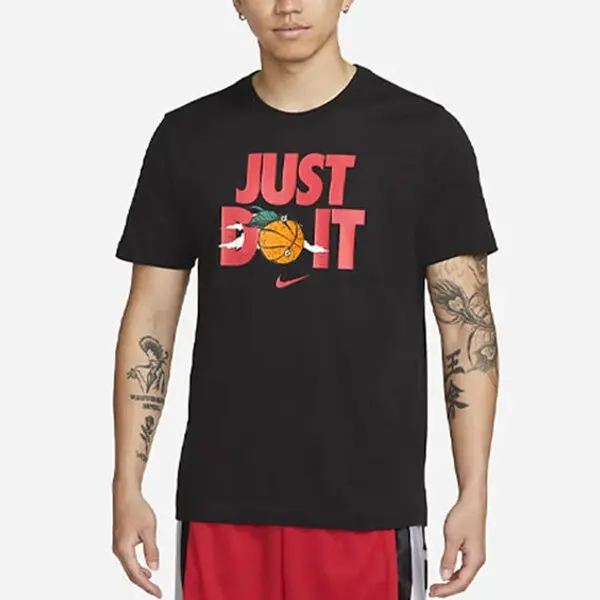 Nike Just Do It Alphabet Printing Round Neck Short Sleeve Black