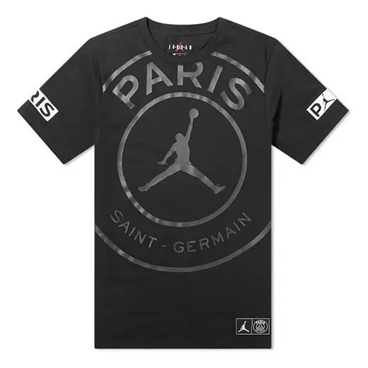 JORDAN Paris Saint-germain Logo Tee Printing Short Sleeve Us Edition - Black