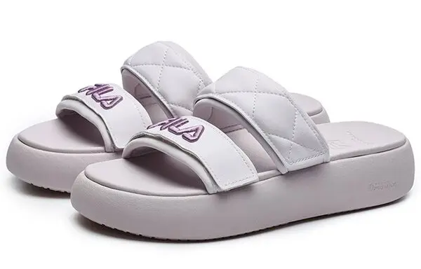 FILA Quilted Strap Slides With Thick Sole