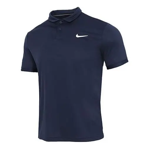 Nike Court Dri-fit Victory Casual Sports Tennis Lapel Short Sleeve Polo Shirt Blue - Navy