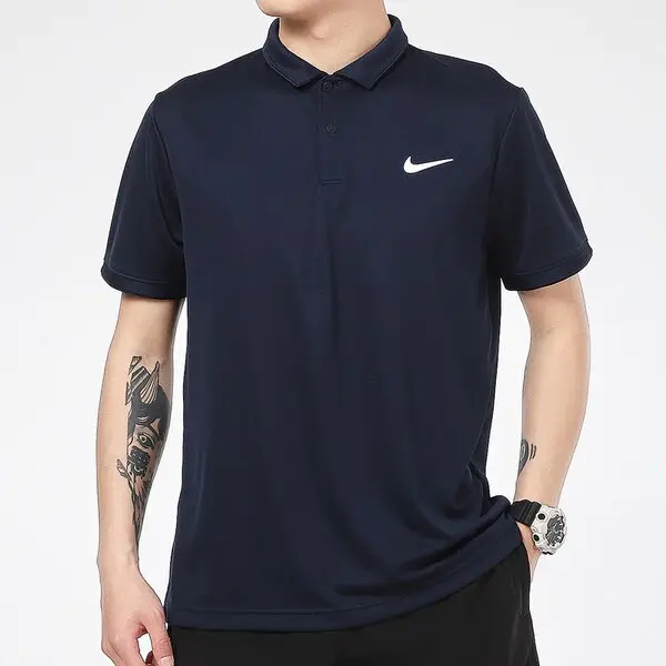 Nike Court Dri-fit Victory Casual Sports Tennis Lapel Short Sleeve Polo Shirt Blue - Navy