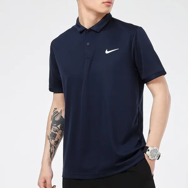 Nike Court Dri-fit Victory Casual Sports Tennis Lapel Short Sleeve Polo Shirt Blue - Navy