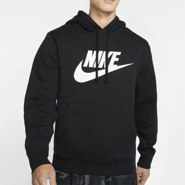 Nike Club Fleece Printed Hoodie - Black
