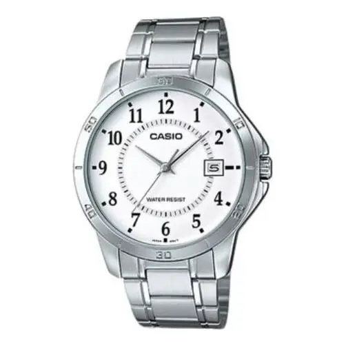Casio Stainless Steel Link Water Resistant Quartz Watch - White