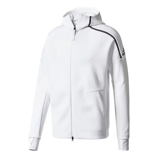 Adidas Logo Knit Hooded Jacket - White