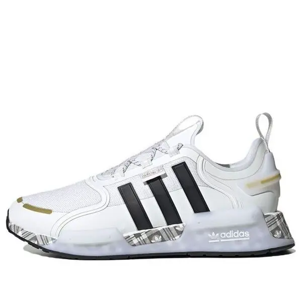 Adidas Nmd_r1 V3 'white Gold Plaid - Cloud White/core Black/gold Metallic
