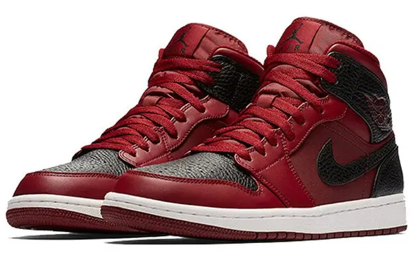 JORDAN 1 Mid Reverse Banned Sneakers - Team Red/black-summit White