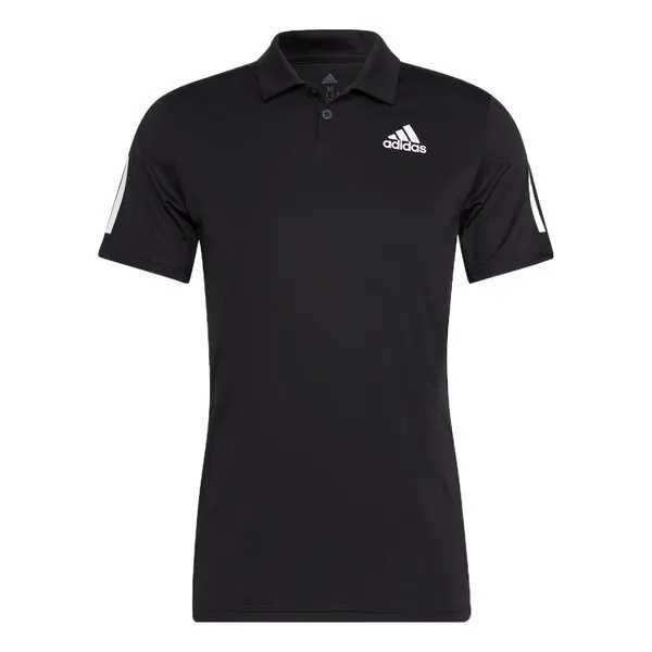 Adidas Solid Color Logo Tennis Sports Short Sleeve Polo Shirt Black - Multi-color