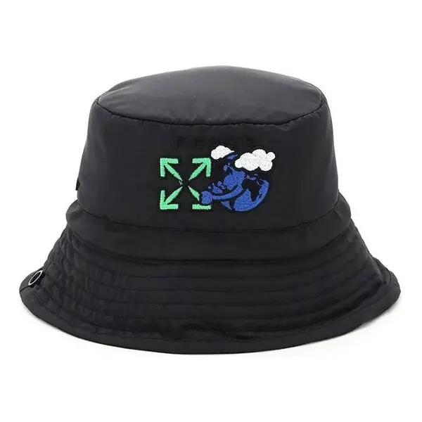 Off-White Embroidered Bucket Hat - Black