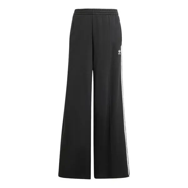 Adidas 3-stripes Loose French Terry Wide Leg Joggers Pants Asia Sizing - Black