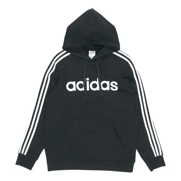 Adidas Velour Hoodie With Logo And Three-stripes Detail - Black