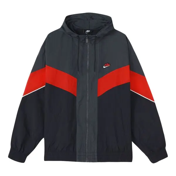 Nike Woven Contrasting Colors Athleisure Casual Sports Hooded Jacket Gray - Grey
