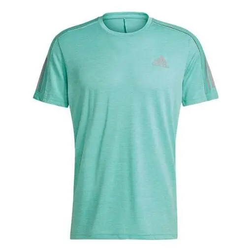Adidas Own The Run Tee Reflective Running Sports Breathable Round Neck Short Sleeve - Green