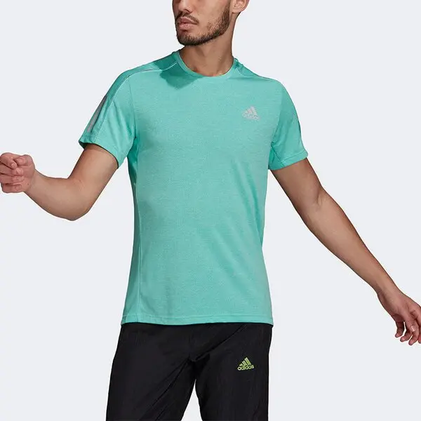 Adidas Own The Run Tee Reflective Running Sports Breathable Round Neck Short Sleeve - Green