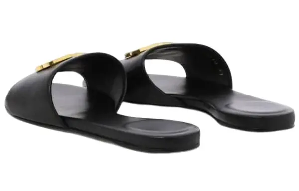 Balenciaga Groupie Sandals With Gold Tone Bb Logo - Black/gold