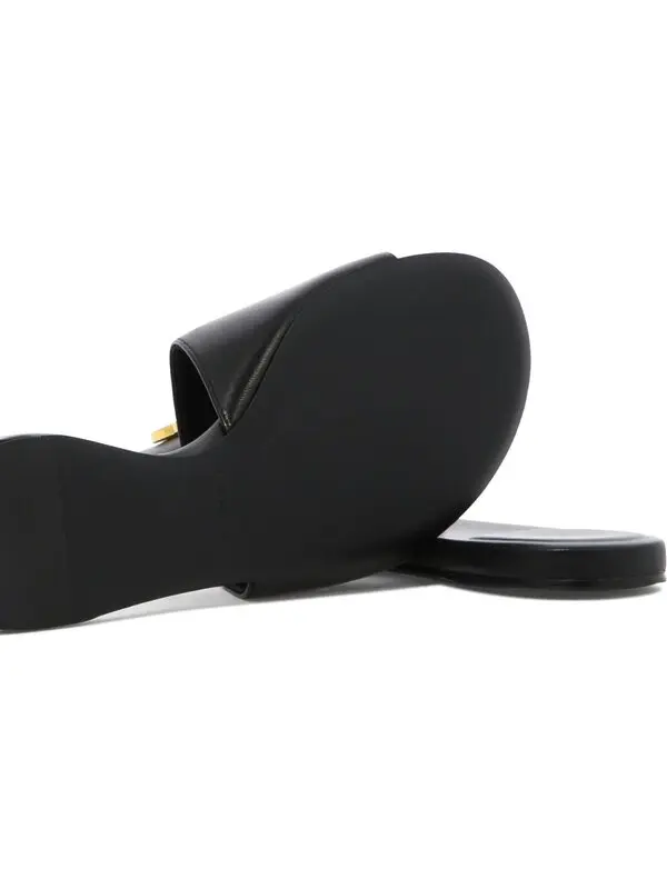 Balenciaga Groupie Sandals With Gold Tone Bb Logo - Black/gold