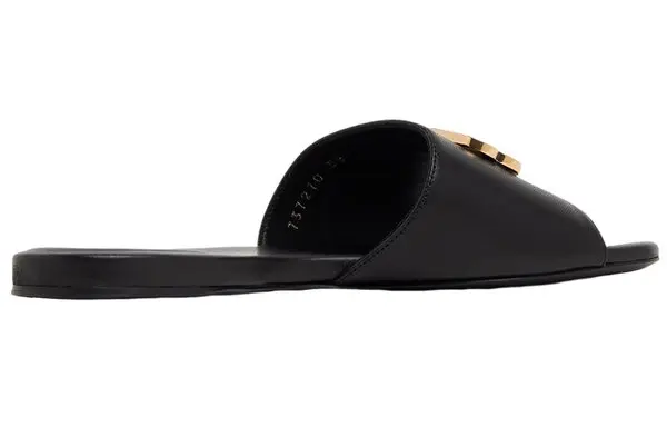 Balenciaga Groupie Sandals With Gold Tone Bb Logo - Black/gold
