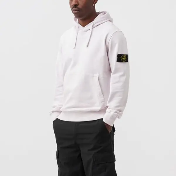 Stone Island Logo Patch Hoodie - Light Pink