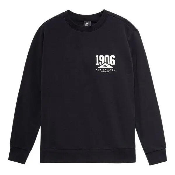 NEW BALANCE Logo Print Crewneck Sweatshirt - Black/white