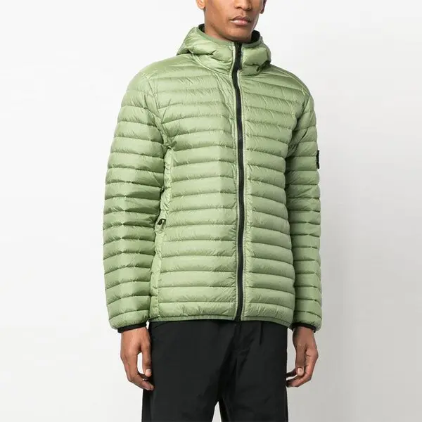 Stone Island Logo Patch Zip-up Down Jacket