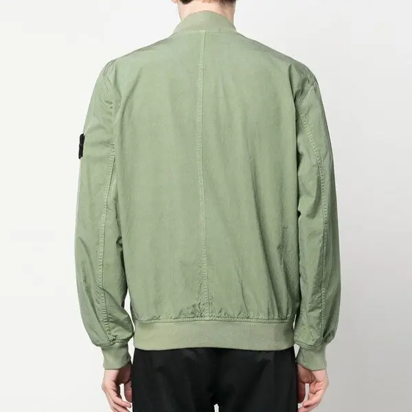 Stone Island Cupro Cotton Twill Bomber Jacket - Green