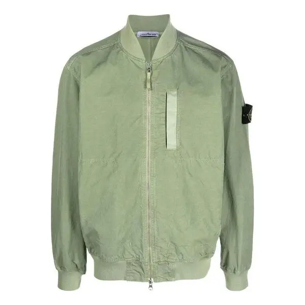 Stone Island Cupro Cotton Twill Bomber Jacket - Green
